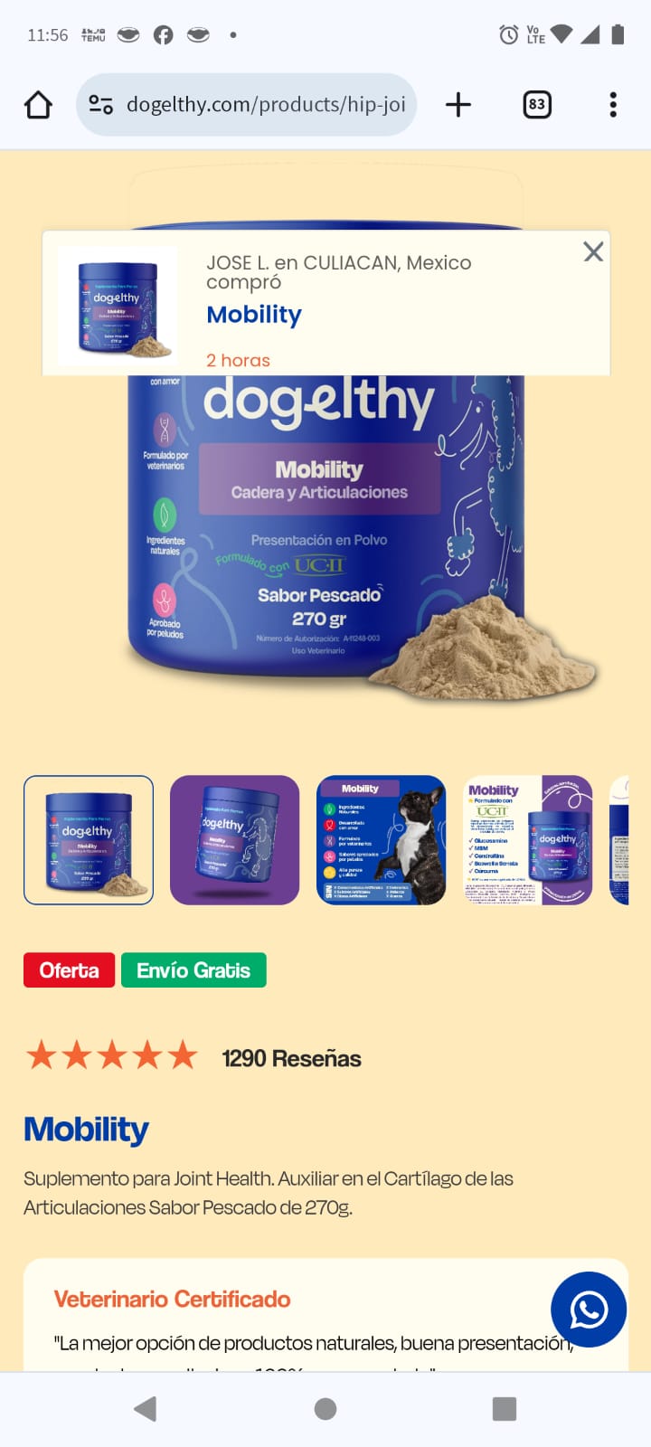 Mobility | Auxiliar de Articulaciones para Perros en Polvo - Dogelthy